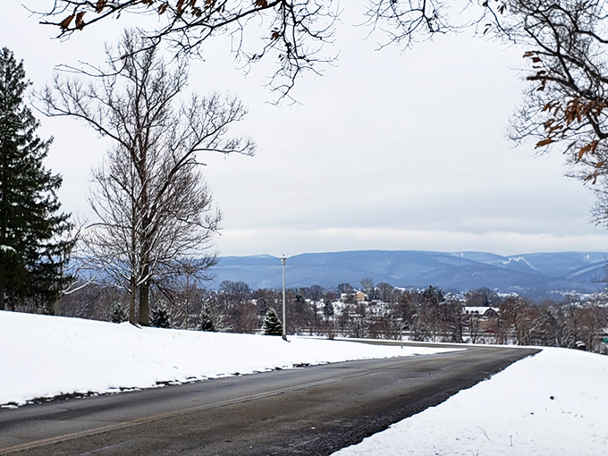 Winter in Uniontown transforms ordinary roads into postcard-worthy scenes. The Laurel Highlands backdrop makes even a Monday morning commute feel like a holiday greeting card.