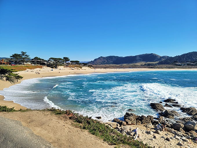 Carmel Beach stretches like nature's own welcome mat, inviting endless hours of pure bliss.