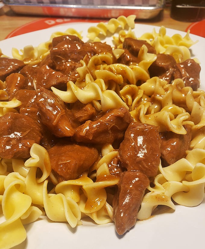 Beef tips and noodles that would make your grandmother nod in approval. The kind of dish that doesn't need Instagram filters&mdash;just a hungry audience.