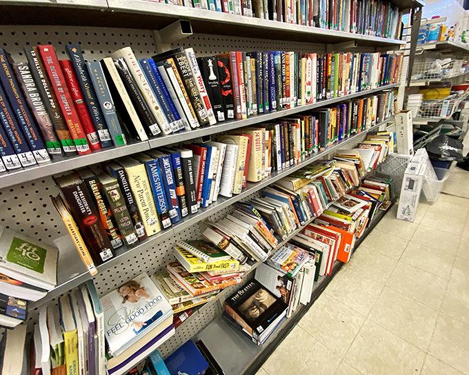 A bibliophile's paradise where literary treasures await for less than the price of a latte. Bookstore ambiance, yard sale prices.