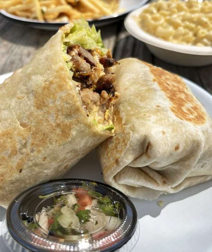 This breakfast burrito isn't messing around. Packed tighter than rush hour traffic with eggs and meat, it's California comfort in a tortilla.