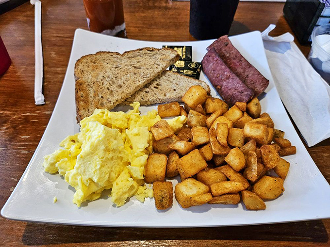 The classic breakfast platter &ndash; where perfectly scrambled eggs, crispy home fries, and hearty toast create the breakfast trifecta that fuels Tallahassee's movers and shakers.