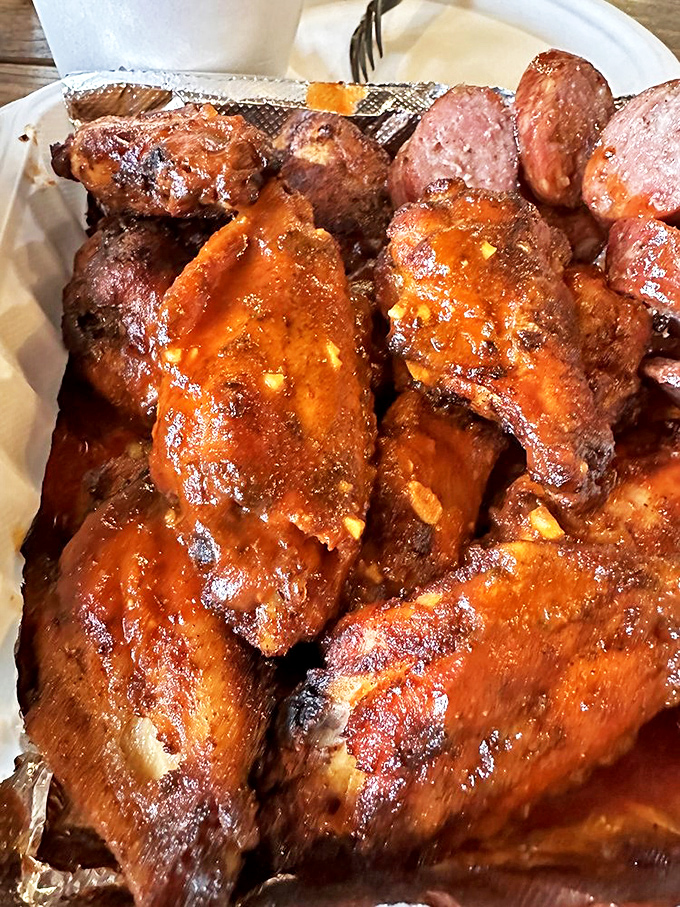 These wings aren't just glazed&mdash;they're having their moment of glory. Sticky, smoky perfection that demands both napkins and respect.