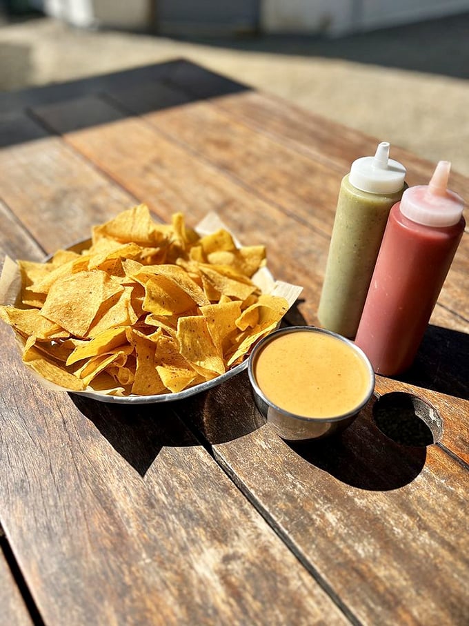 Golden triangles of corn perfection await their destiny. These house-made chips with creamy queso are the opening act to a symphony of flavors.