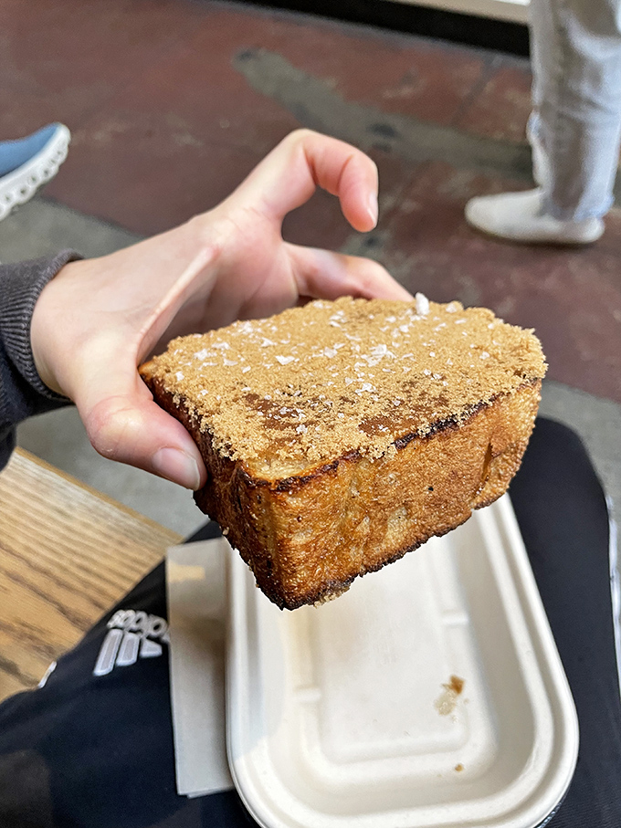This towering coffee cake slice could feed a small village, or one very happy person with priorities. 