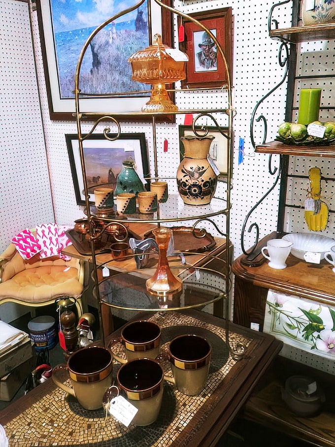 A multi-tiered wonderland of ceramics and glassware that would make your grandmother both proud and slightly jealous.