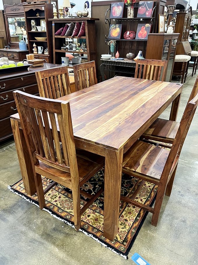 This solid wood dining set isn't just furniture&mdash;it's where your future Thanksgiving arguments and birthday celebrations are waiting to happen.