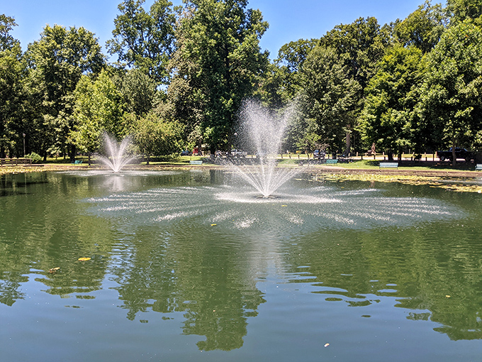 Central Park's fountain creates a peaceful oasis in the heart of downtown. Nature's air conditioning on those humid Kentucky summer days.