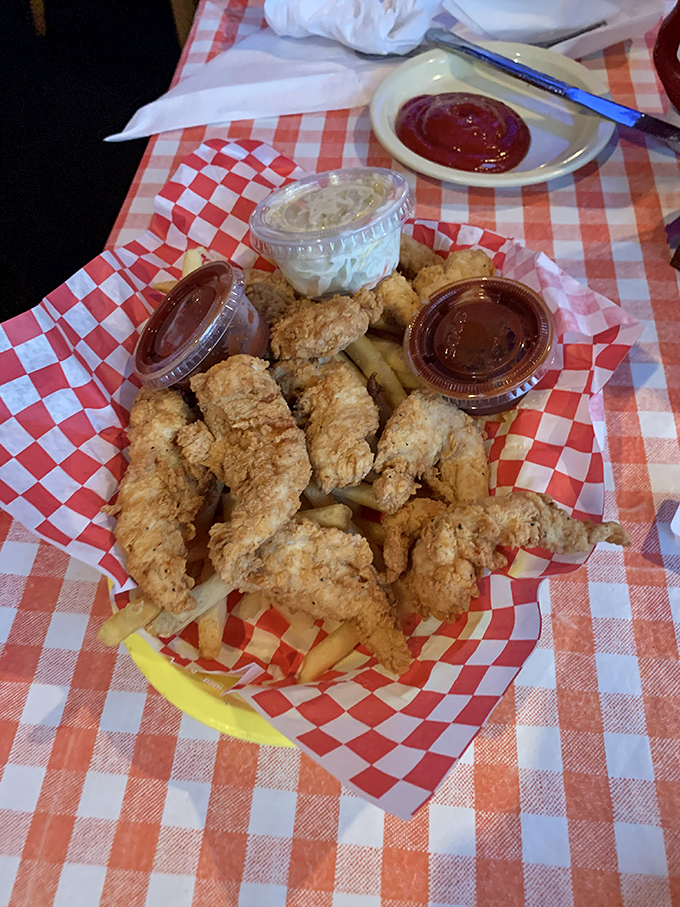 Crispy fried shrimp nestled among golden fries&mdash;a seafood treasure chest that Captain Jack Sparrow would happily trade his ship for.