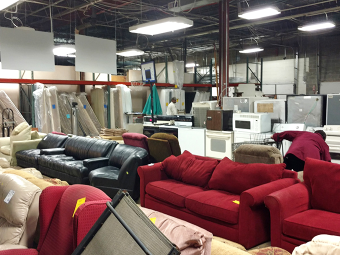 Living room time machines await new homes &ndash; that red couch has definitely witnessed family game nights and at least one Super Bowl party.