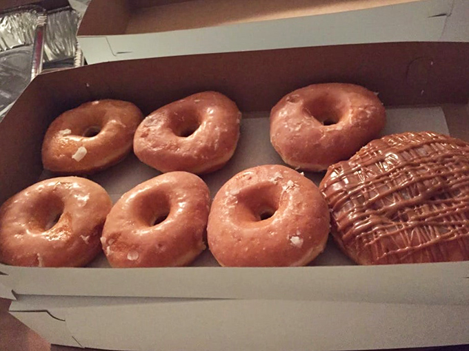 Glazed donuts so perfectly executed they'd make Homer Simpson weep with joy. That apple fritter on the right? Worth every calorie.