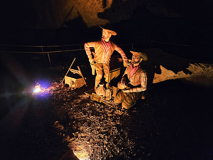 These figures tell the story of Jesse James' hideout days, though I doubt the real outlaws had such good posture or dramatic lighting.