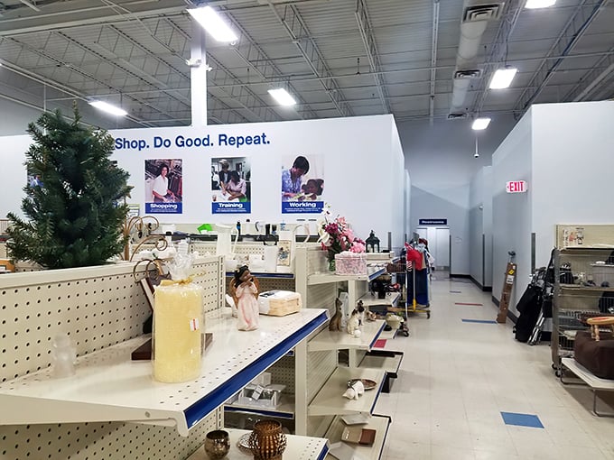 "Shop. Do Good. Repeat." The mantra of thrift warriors everywhere. Each purchase funds job training programs while rescuing perfectly good items from landfill purgatory.