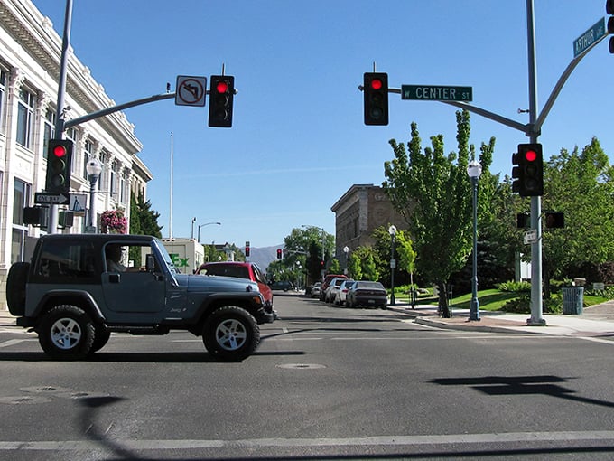 Center Street intersection captures Pocatello's blend of historic charm and practical livability. Even the traffic lights seem more relaxed here.