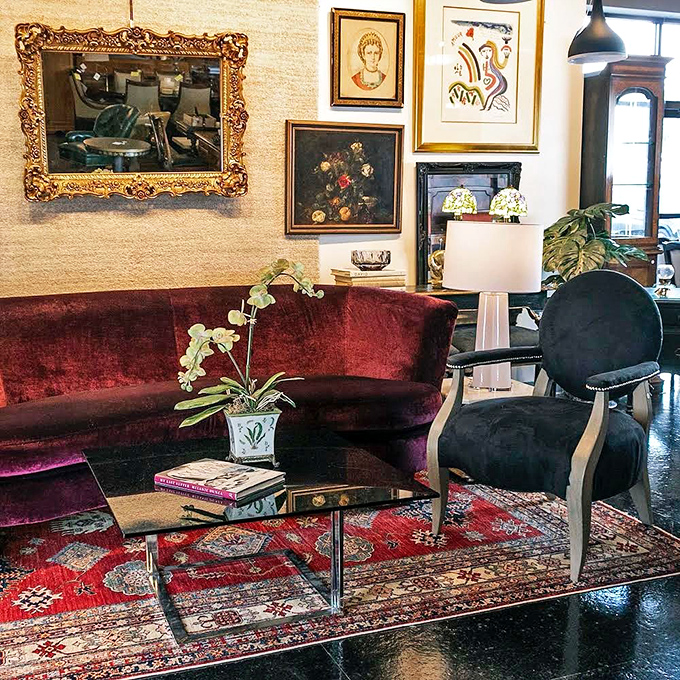 The kind of velvet sofa that makes you question every furniture decision you've ever made in your adult life.