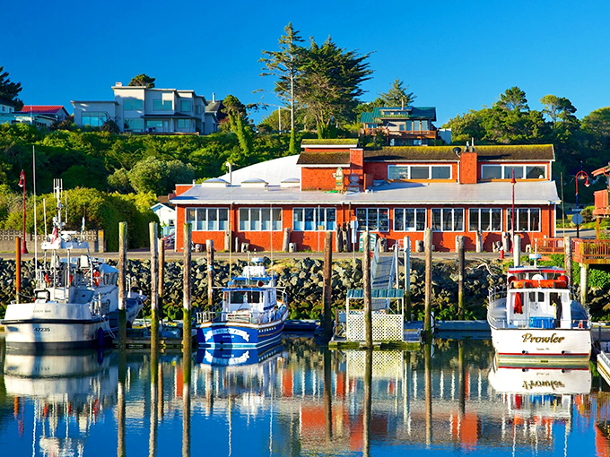 Bandon's marina reflects fishing boats with mirror-like precision&mdash;nature's way of giving these hardworking vessels their well-deserved double take.