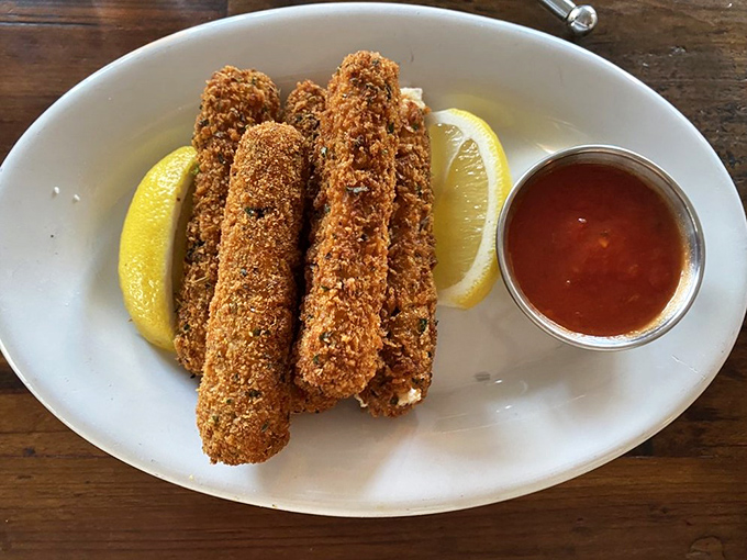 Golden-brown mozzarella sticks: proof that sometimes the simplest appetizers deliver the most profound happiness when done right.