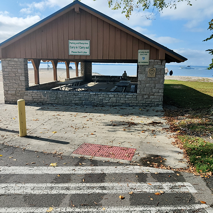 This rustic pavilion isn't just a picnic spot—it's memory central, where countless family gatherings have unfolded against Lake Erie's sparkling backdrop.