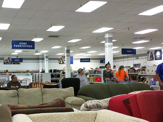The furniture section buzzes with treasure hunters scanning for that perfect couch&mdash;each with visions of how it might transform their living room.