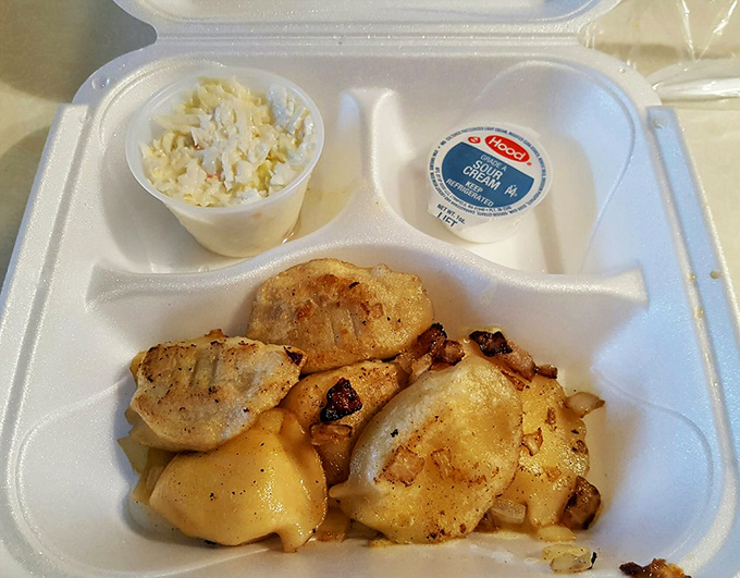 These pierogies aren't just served&mdash;they're presented like the royalty of Polish cuisine they are, complete with a sour cream crown.