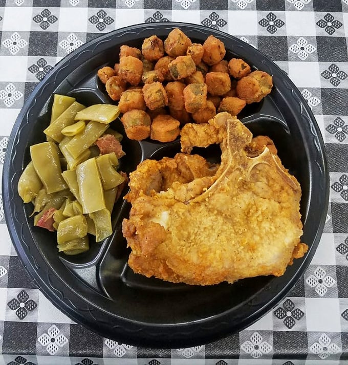 These pork chops and green beans have been slow-dancing with flavor all day. The kind of plate that makes you want to hug the cook.
