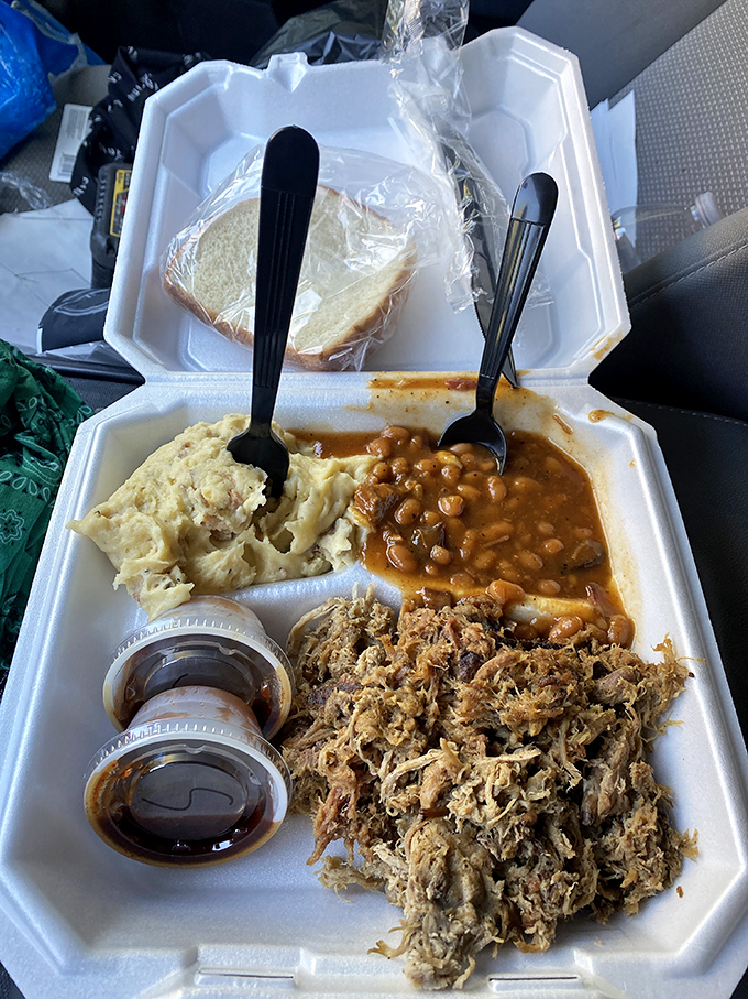 Mountains of pulled pork that whisper sweet, smoky nothings to your soul with every tender strand.