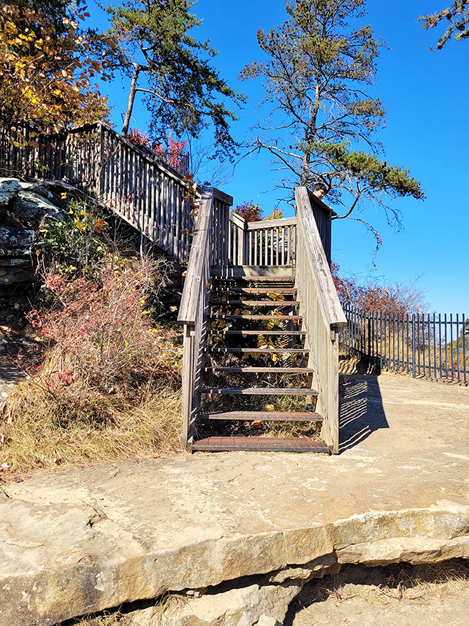These wooden stairs might look innocent enough, but they're actually nature's StairMaster &ndash; burning calories while serving up increasingly spectacular views with each step.