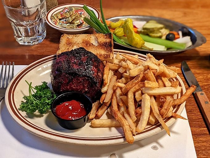When your steak arrives looking like this, you know you've found something truly extraordinary in the middle of nowhere. 