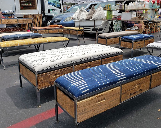 Mid-century modern meets California cool in these storage benches. Don Draper would approve of these functional pieces that scream "sophisticated lounge."