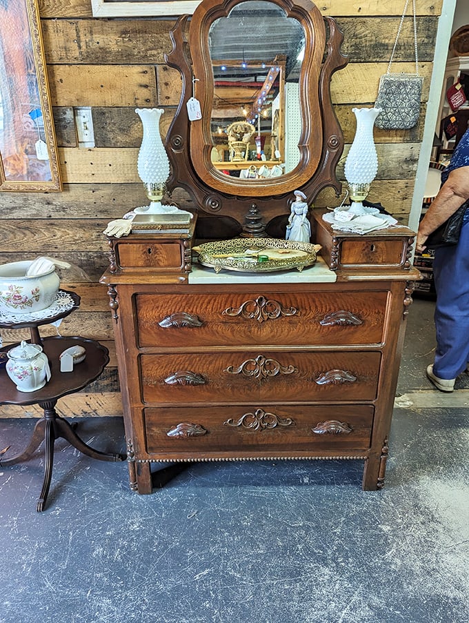 This isn't just a vanity—it's a time portal where countless women once prepared for their big nights out.