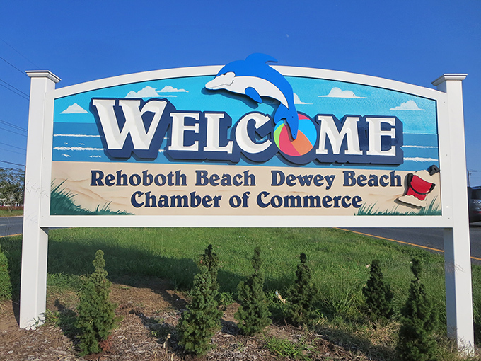 Not just a sign, but a promise of good times ahead. The dolphin knows what's up&mdash;vacation starts now!