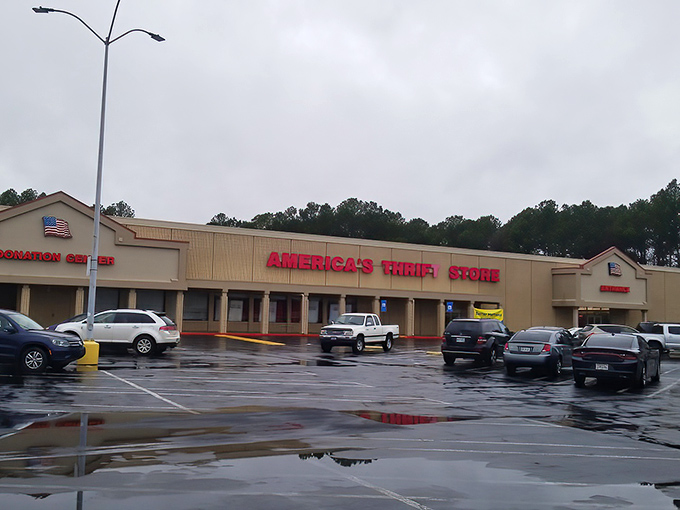 America's Thrift Store stands ready for bargain hunters, even on rainy days when deals pour down like the weather.