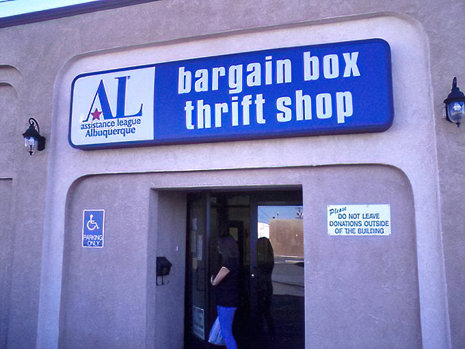 Assistance League's organized interior makes finding treasures easy. Those neatly arranged racks hold donations from Albuquerque's finest closets.