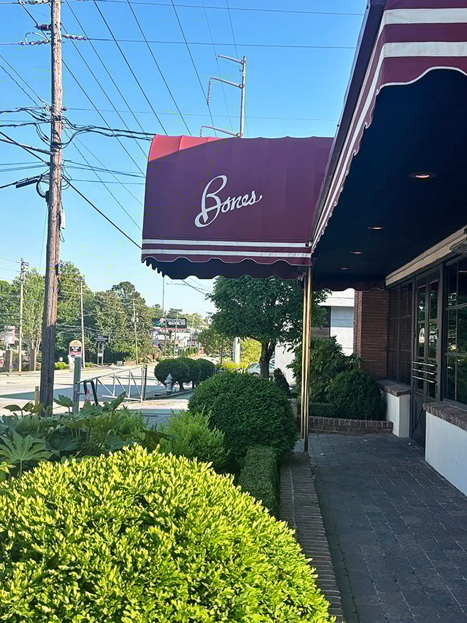 That burgundy awning isn't just for show&mdash;it's the red carpet for your taste buds' grand entrance.