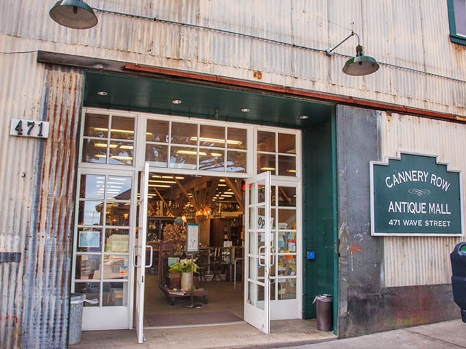 Cannery Row's weathered metal exterior tells stories before you even step inside &ndash; industrial chic before it was cool.