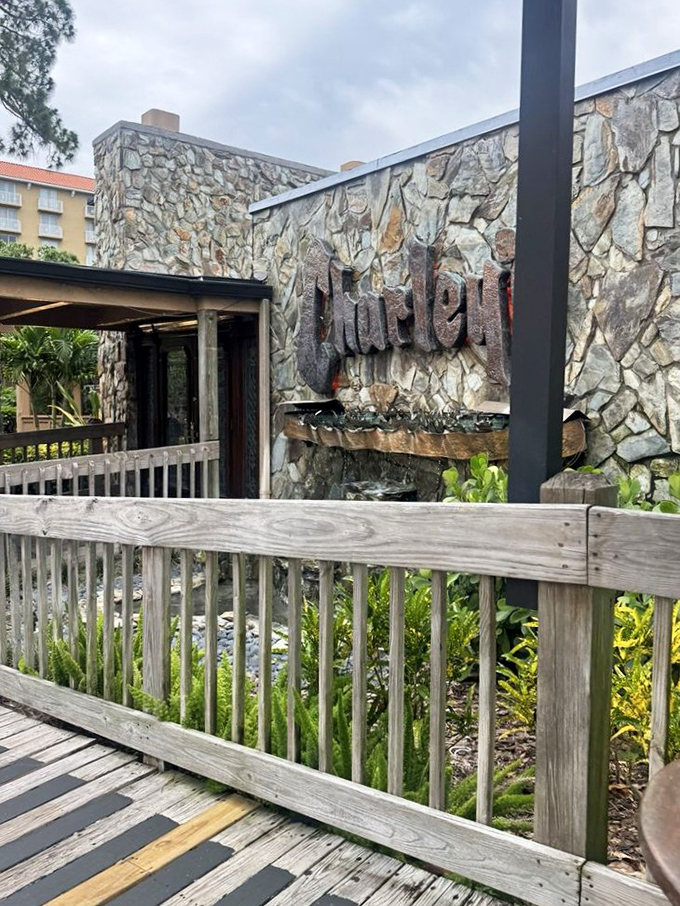 Stone fortress of flavor! Charley's imposing exterior is like a medieval castle dedicated to the noble art of steak.