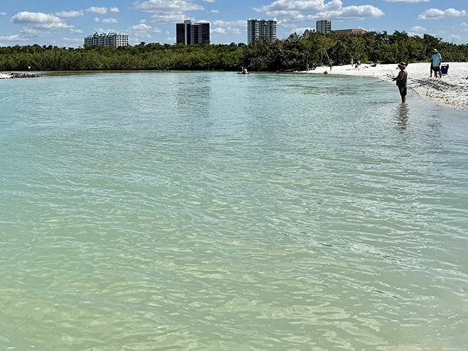 Clam Pass Park: Where Naples keeps its secret beach hiding at the end of a mangrove tunnel.