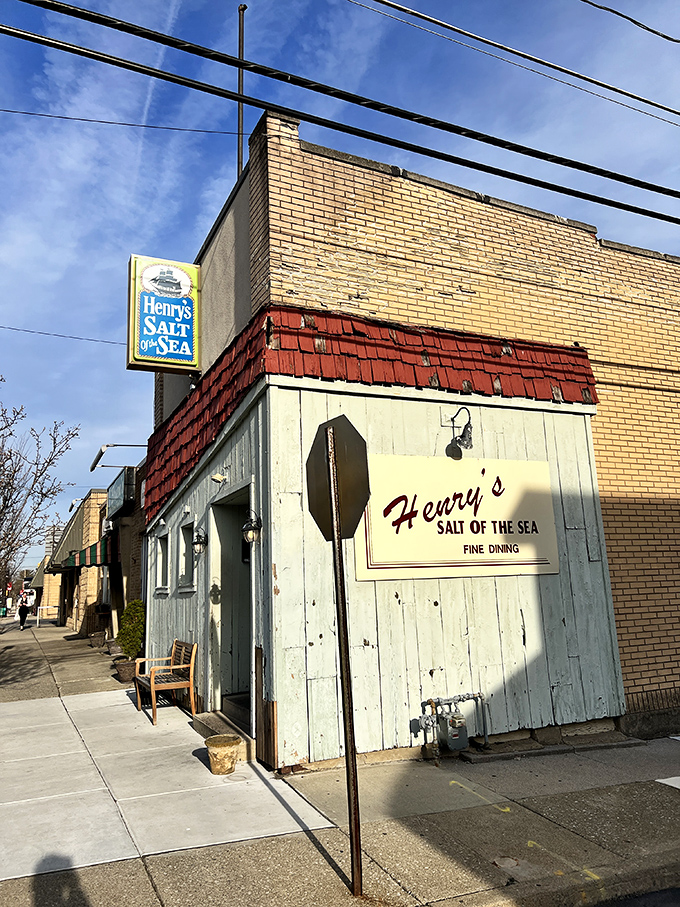Henry's weathered exterior tells stories of countless meals shared and maritime memories made over the years.