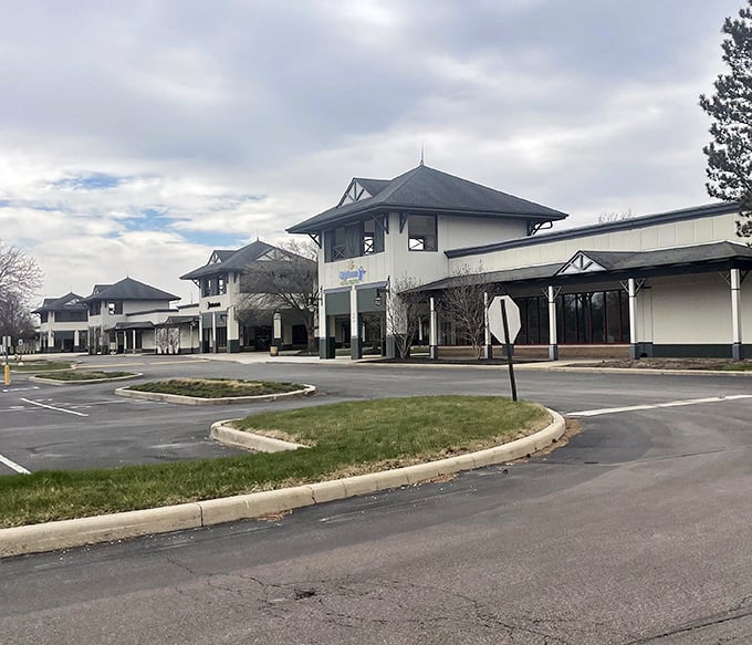 Under Armour and Levi's signage promises athletic and denim deals at the straightforward Indiana Factory Shops in Daleville.