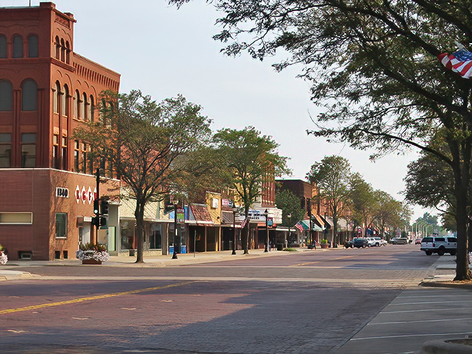 Kearney's classic main street looks like it belongs in a heartland postcard, with its vintage theater marquee and welcoming storefronts.