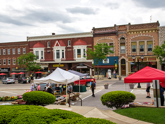 Monroe: Brick buildings with character to spare line a downtown where Swiss heritage meets Midwest affordability.