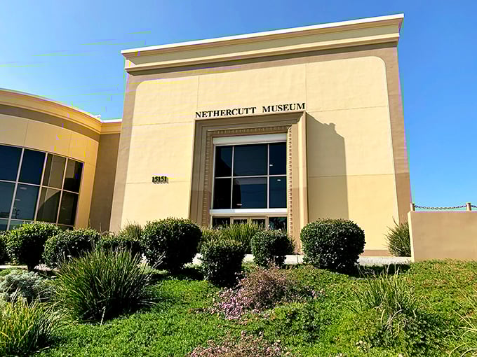 The Nethercutt Collection hides behind this understated facade. Like finding a Michelin-starred restaurant in a strip mall!