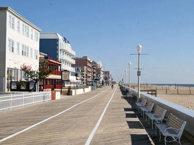 Ocean City's boardwalk stretches toward forever, where wooden planks have supported millions of happy memories since 1902.
