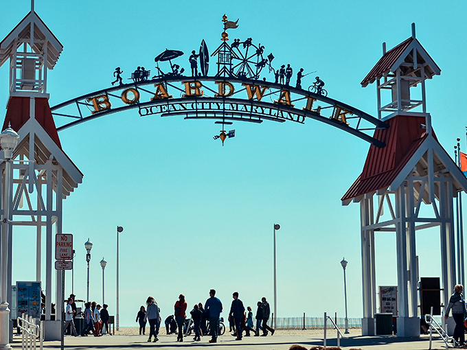 Ocean City's iconic boardwalk arch welcomes visitors to affordable off-season living where retirement dollars stretch as far as the horizon.