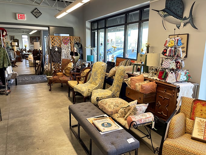 Inside Odds & Ends Again, vintage furniture creates a living museum where every piece has a story to tell.