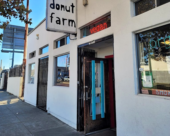 Donut Farm's minimalist exterior hides vegan treasures. Who knew plant-based could be this decadent?