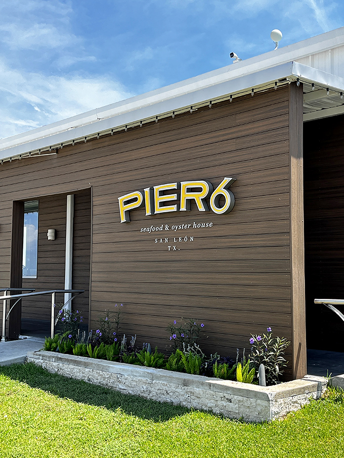 Modern meets maritime at Pier 6. This sleek wooden building brings upscale vibes to San Leon without losing that coastal soul.