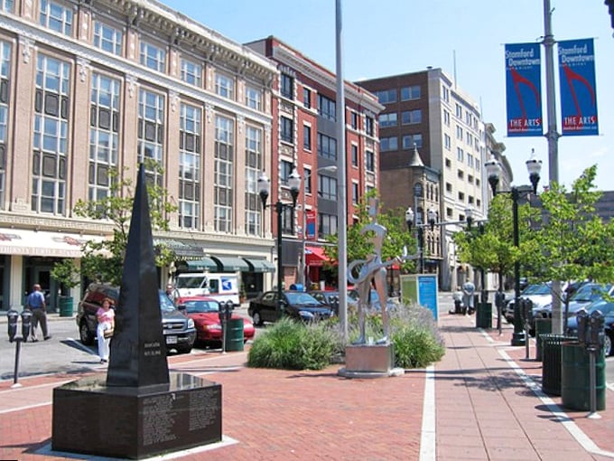 Stamford's downtown offers a perfect blend of urban convenience and suburban charm, with buildings old and new.