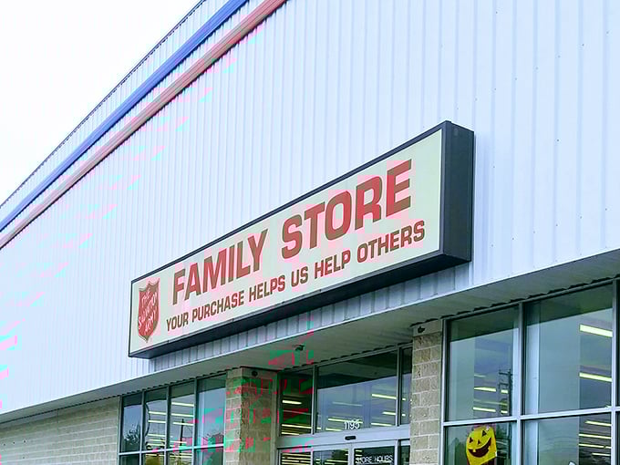 "The Salvation Army's clean lines and bright signage promise organized chaos within. Treasures await the patient hunter."