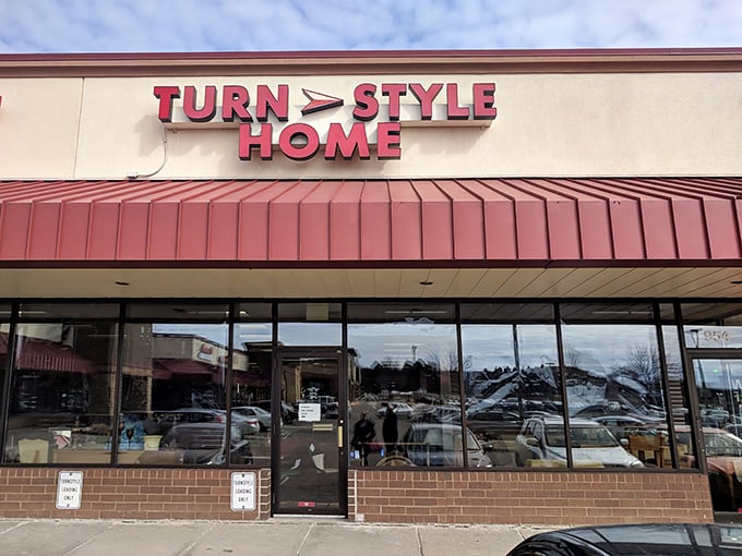 Turn Style's warm red signage invites fashion-conscious shoppers. Where secondhand becomes second-to-none!